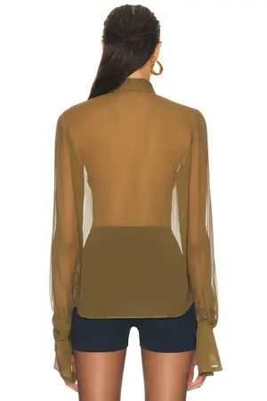 Saint Laurent Muslin Crepe Blouse In Green