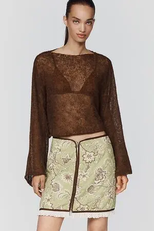 Love The Label Ayla Mi Skirt - Green Pattern