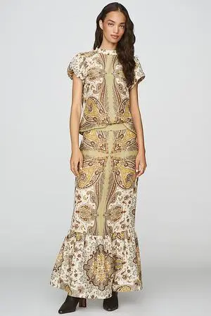 Love The Label Ava Maxi Skirt - Green Pattern