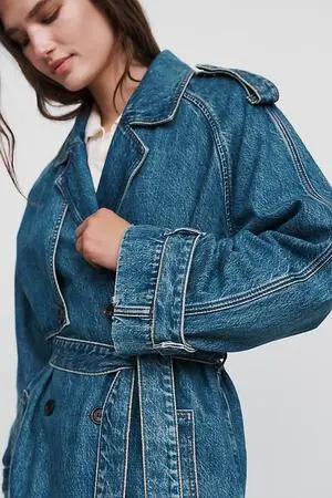 ANINE BING Rickie Cotton Denim Trench Coat