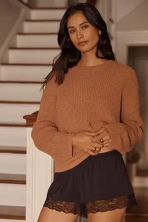 Eberjey Recycled Crew Neck Sweater - Tortoise
