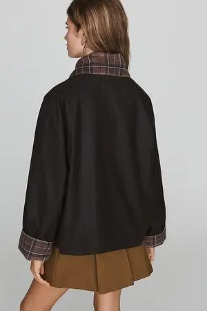 Barbour Tartan Collar Waxed Utility Jacket