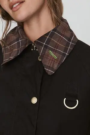 Barbour Tartan Collar Waxed Utility Jacket