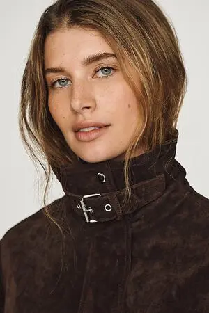 Blanknyc Funnel-neck Suede Jacket