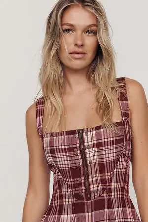 PILCRO Square-neck Midi Dress - Wine