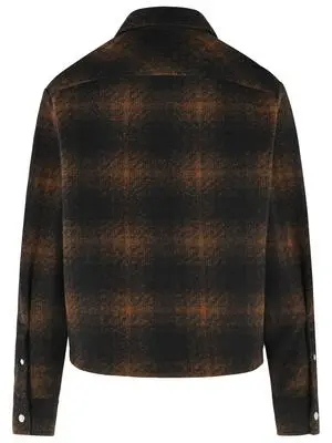 Moncler And Black Check Wool Blend Jersey Zip Shirt