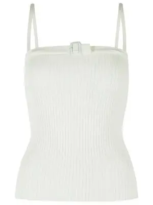 COURREGES Viscose Blend Buckle Tank Top - White