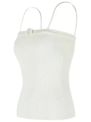 COURREGES Viscose Blend Buckle Tank Top - White
