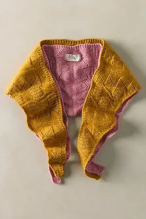 Free People Cable Knit Triangle Scarf - Candy