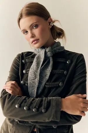 Free People Cable Knit Triangle Scarf - Heather Grey
