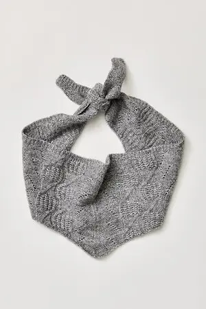 Free People Cable Knit Triangle Scarf - Heather Grey