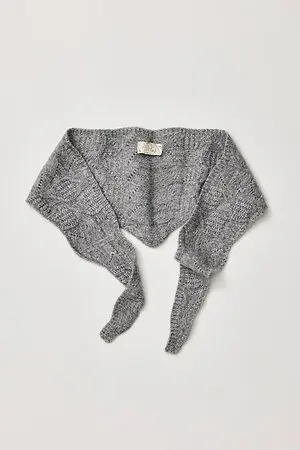 Free People Cable Knit Triangle Scarf - Heather Grey