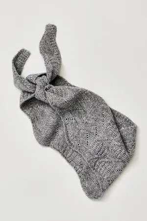 Free People Cable Knit Triangle Scarf - Heather Grey