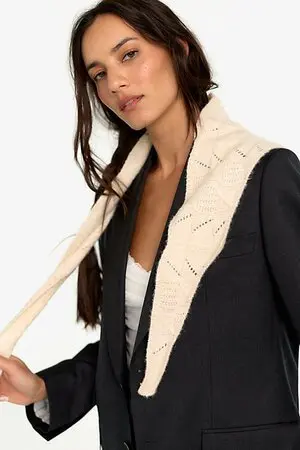 Free People Cable Knit Triangle Scarf - Ivory
