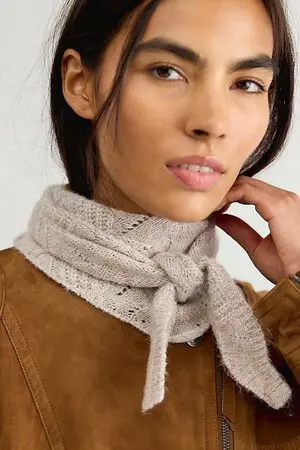 Free People Cable Knit Triangle Scarf - Oat