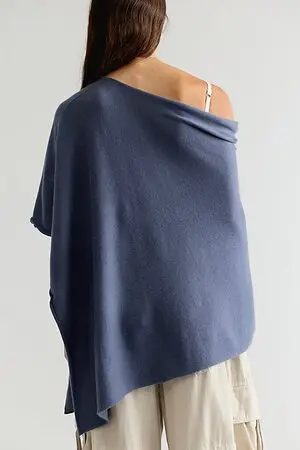 LOOK BY M Simply Cashmere Poncho - Denim