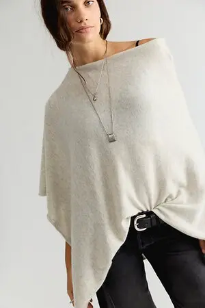 LOOK BY M Simply Cashmere Poncho Jacket - Stone