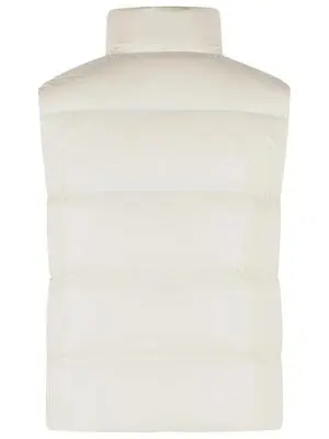 Moncler Belice' Padded Vest In Ivory White Polyamide