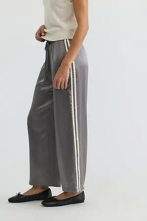 Donni. The Silk Stripe Crop Pants - Pewter