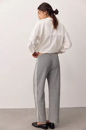 Donni. The Cotton Gingham Stripe Crop Pants - Jet