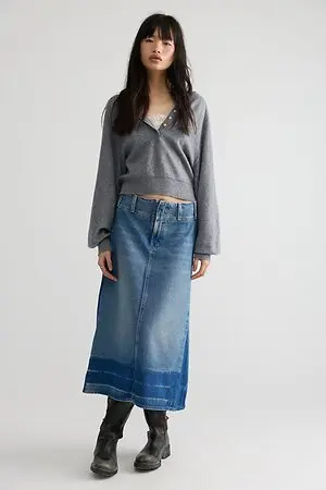 MOTHER Snakcs! The Fortune Cookie Denim Skirt - Snacks