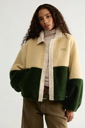 THE TINY BIG SISTER Color-blocked Fleece Jacket