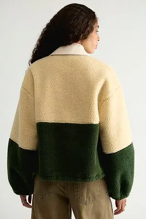 THE TINY BIG SISTER Color-blocked Fleece Jacket