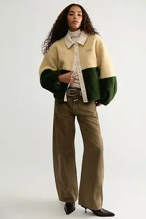 THE TINY BIG SISTER Color-blocked Fleece Jacket