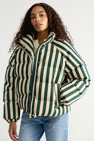 THE TINY BIG SISTER Striped Puffer Jacket