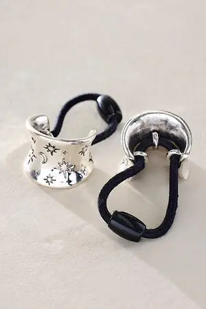 Free People Valerious Hair Tie Set Of 2 - Silver