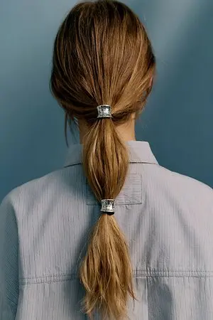 Free People Valerious Hair Tie Set Of 2 - Silver