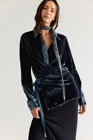 NICHOLAS K Velvet Button-down Shirt