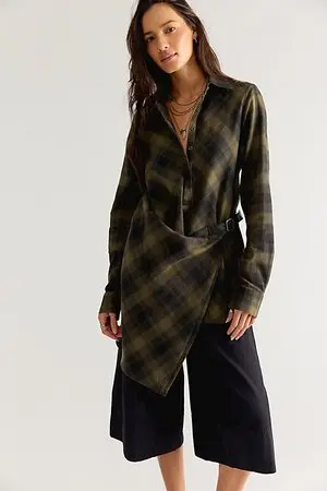 NICHOLAS K Pierre Asymmetric Shirt - Moss/black