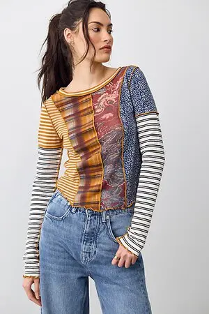 Free People We The Free Never Let Go Tee - Orange Mix Combo