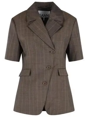GANNI Wool Blazer - Brown