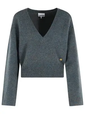 GANNI Wool Blend Sweater - Blue