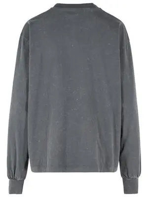 GANNI Grey Cotton Long-sleeved T-shirt - Gray