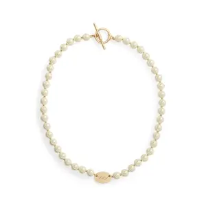 Ralph Lauren Gold-plated Logo & Faux-pearl Necklace