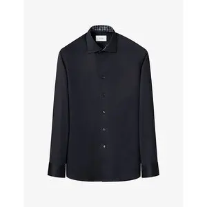 Eton Geometric Signature Twill Contemporary-fit Cotton Shirt - Navy Blue