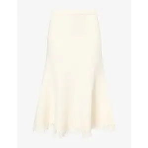 Bottega Veneta Fringed-trim Wool-blend Midi Skirt