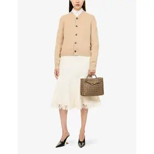 Bottega Veneta Fringed-trim Wool-blend Midi Skirt