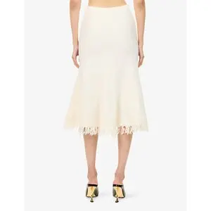 Bottega Veneta Fringed-trim Wool-blend Midi Skirt