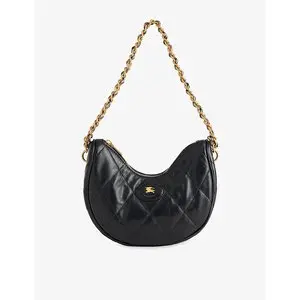 Burberry Horseshoe Chain Leather Shoulder Bag - Black