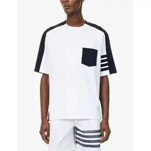 Thom Browne Contrast-panel Oversized Cotton T-shirt