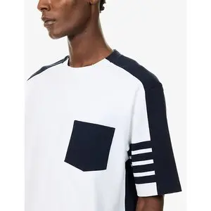 Thom Browne Contrast-panel Oversized Cotton T-shirt