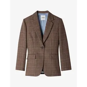 Sandro Check-pattern Single-breasted Wool Jacket