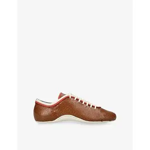Dries Van Noten Slim Snake-print Leather Trainers