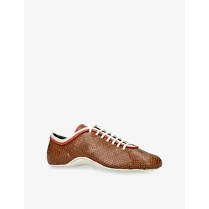 Dries Van Noten Slim Snake-print Leather Trainers