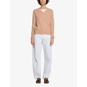 Sandro Two-in-one Cable-knit Wool And Cashmere-blend Jumper
