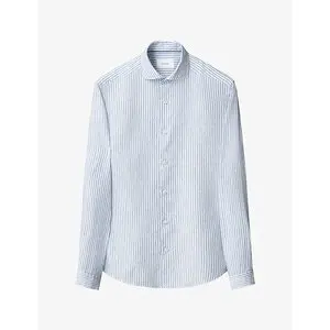 Eton Striped Casual-fit Linen Shirt - Light Blue